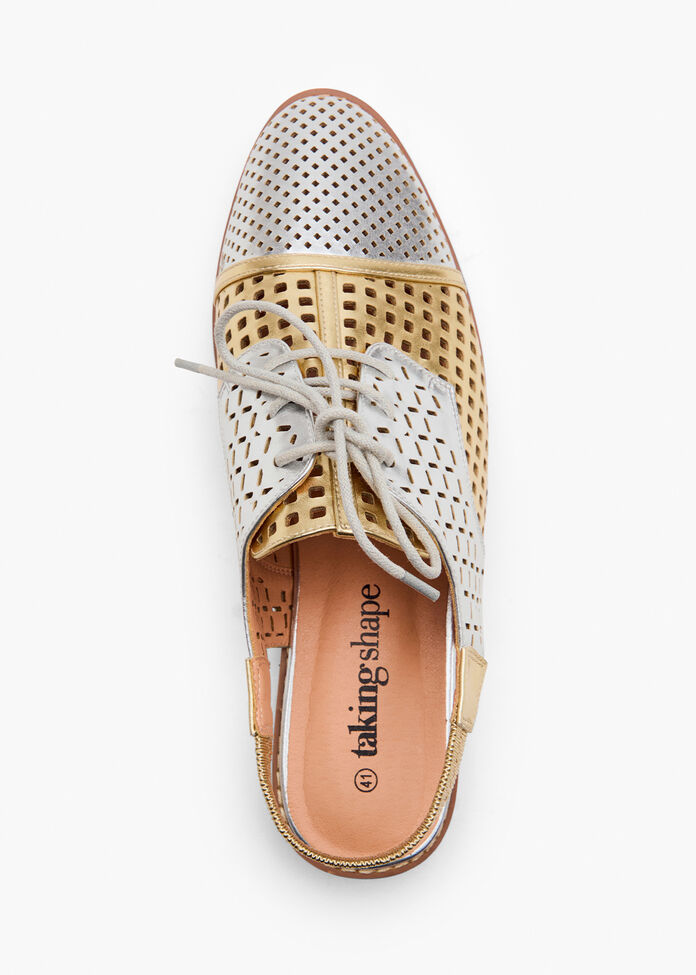 Silver & Gold Metallic Laser Cut Brogues: Women's | Taking Shape AU