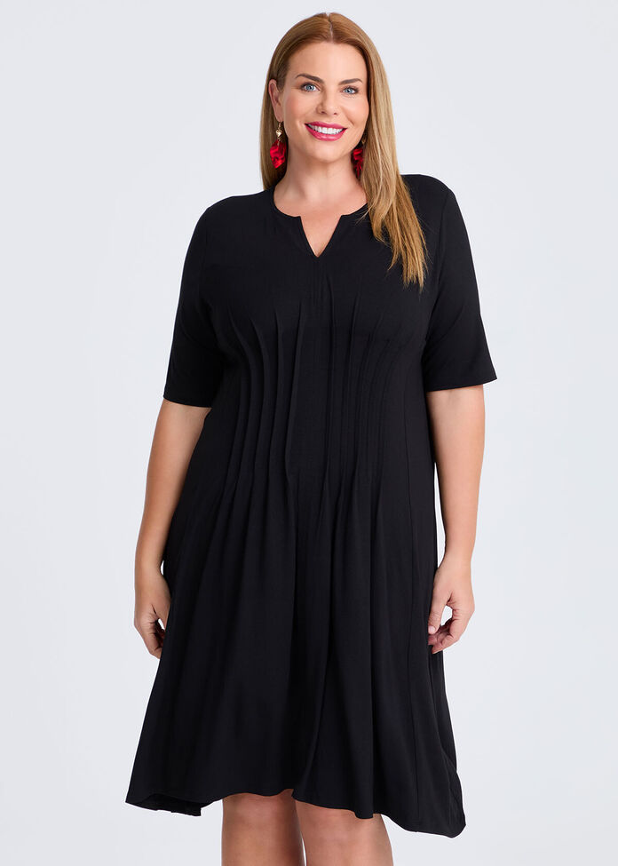 Shop Plus Size Tuck Waist Natural Dress, Black | Taking Shape AU