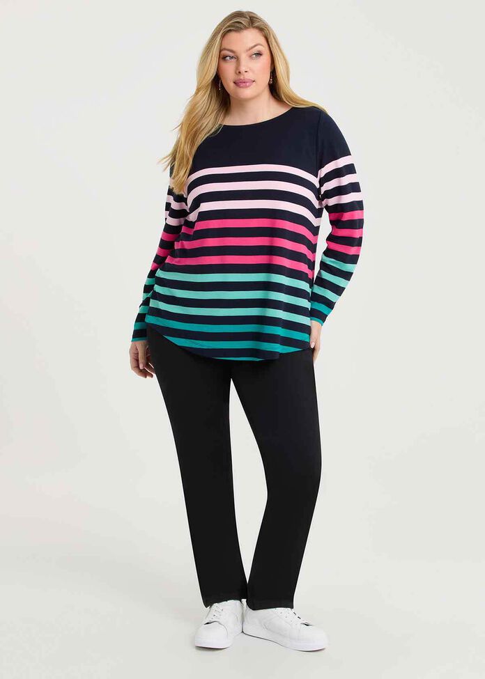 Shop Plus Size Bamboo Ponte Boat Neck Stripe Top, Multi | Taking Shape AU