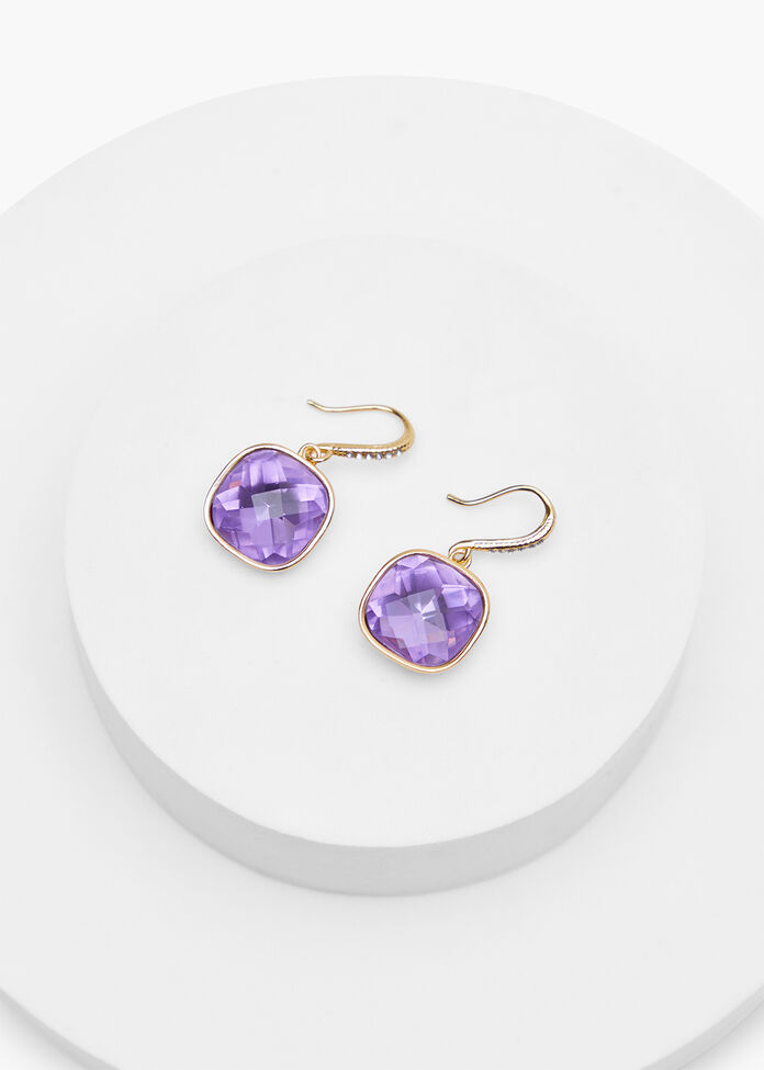 Shop Square Jewel Drop Earrings in Purple | Accessories | Taking Shape AU