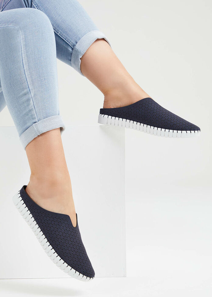Shop Navy Lasercut Flexible Slide | Comfortable Shoes | Taking Shape AU