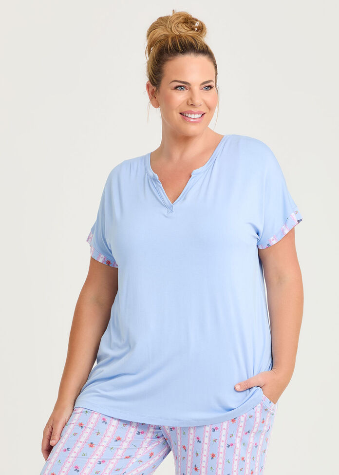 Shop Plus Size Bamboo Pastel Pyjama Top, Blue | Taking Shape AU