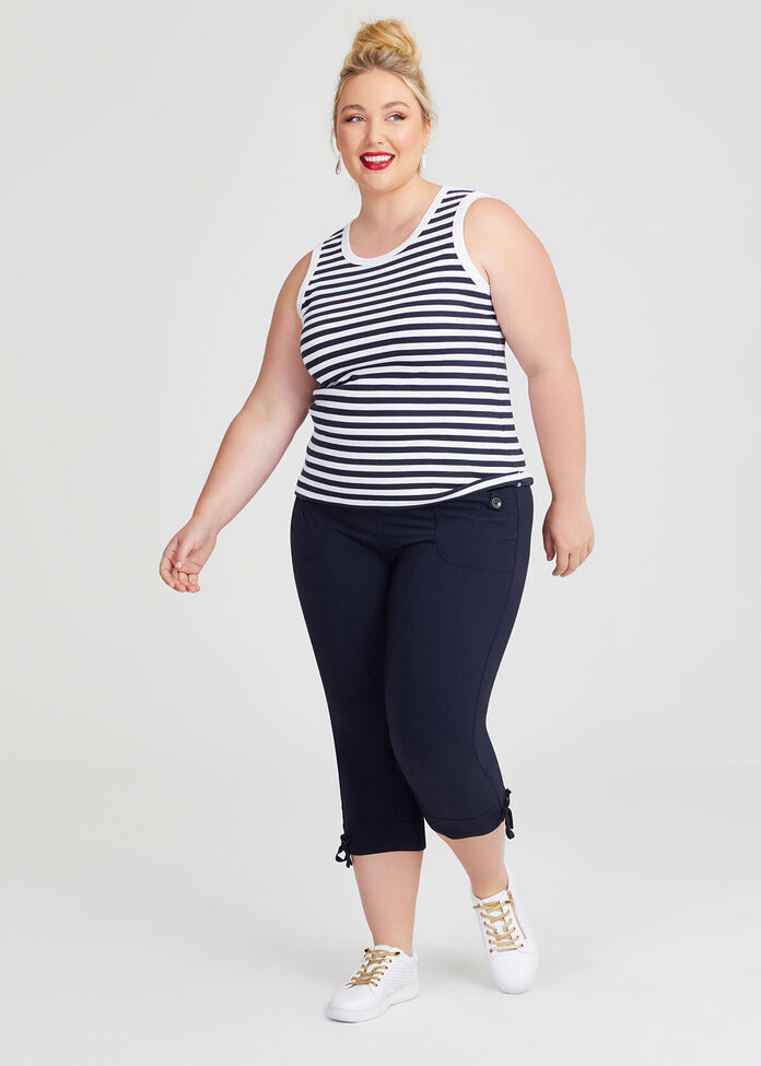 Shop Plus Size Cotton Modal Rib Stripe Tank, Blue | Taking Shape NZ