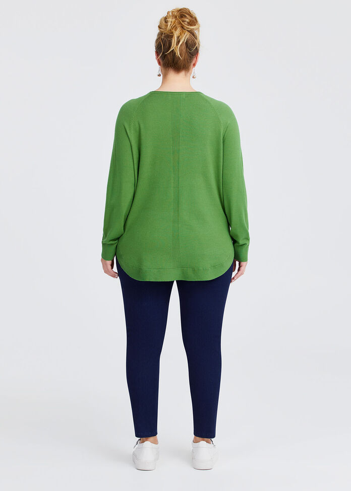 Shop Plus Size Natural Curved Hem Pocket Jumper, Green | Taking Shape AU