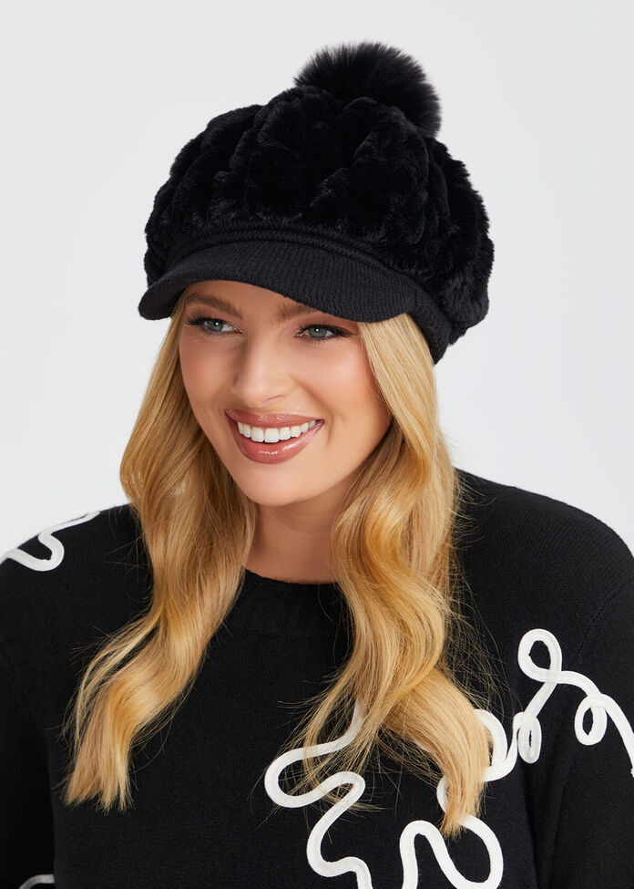 Shop Fuzzy Pom Pom Cap in Black | Accessories | Taking Shape AU