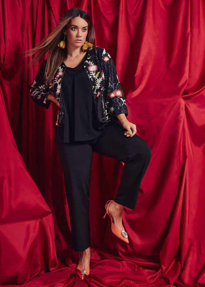 Shop Plus Size Zinnia Embroidered Sequin Jacket, Black | Taking Shape AU
