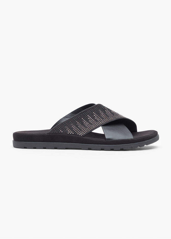 Shop Black Flexible Bling Slide | Comfortable Shoes | Taking Shape AU