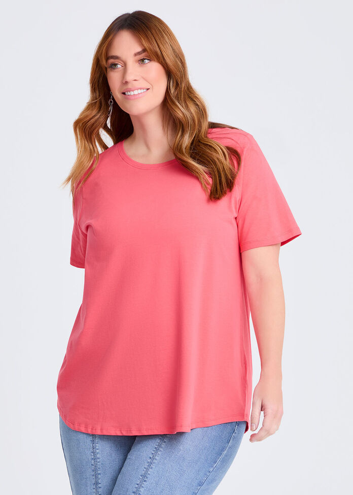 Shop Plus Size Good Earth Australian Cotton Crew Neck T-shirt, Pink ...