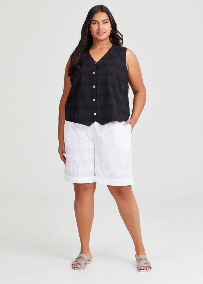 Shop Plus Size Cotton Palm Embroidered Vest, Black | Taking Shape AU