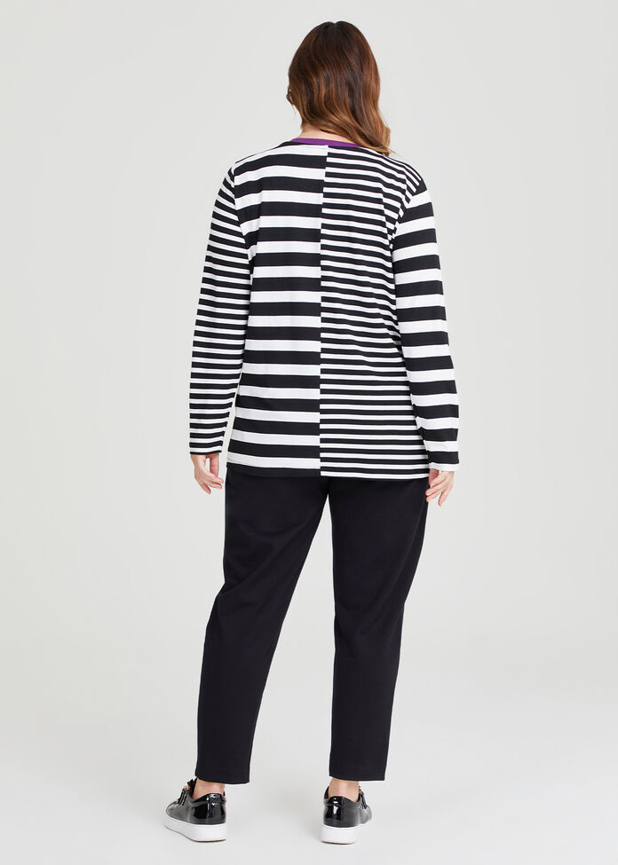 Shop Plus Size Bamboo Ponte Spliced Stripe Top, Black | Taking Shape AU