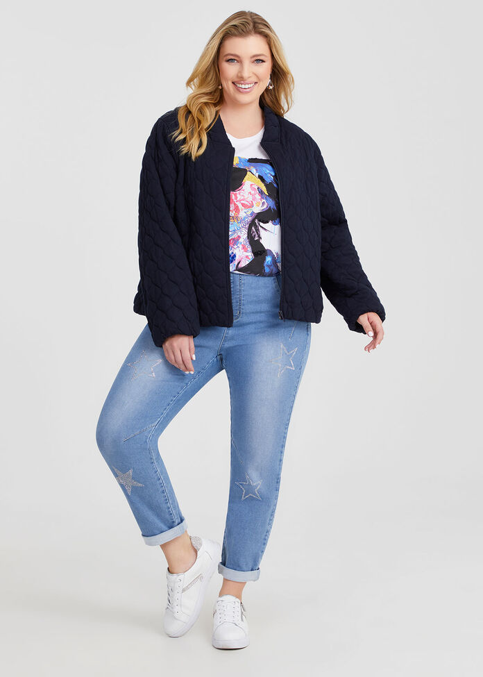 Shop Plus Size Cotton Quilted Jacket, Navy | Taking Shape AU