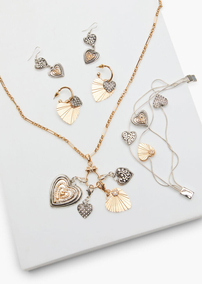 Shop Heart Charm Double Heart Earrings in Multi | Accessories | Taking ...