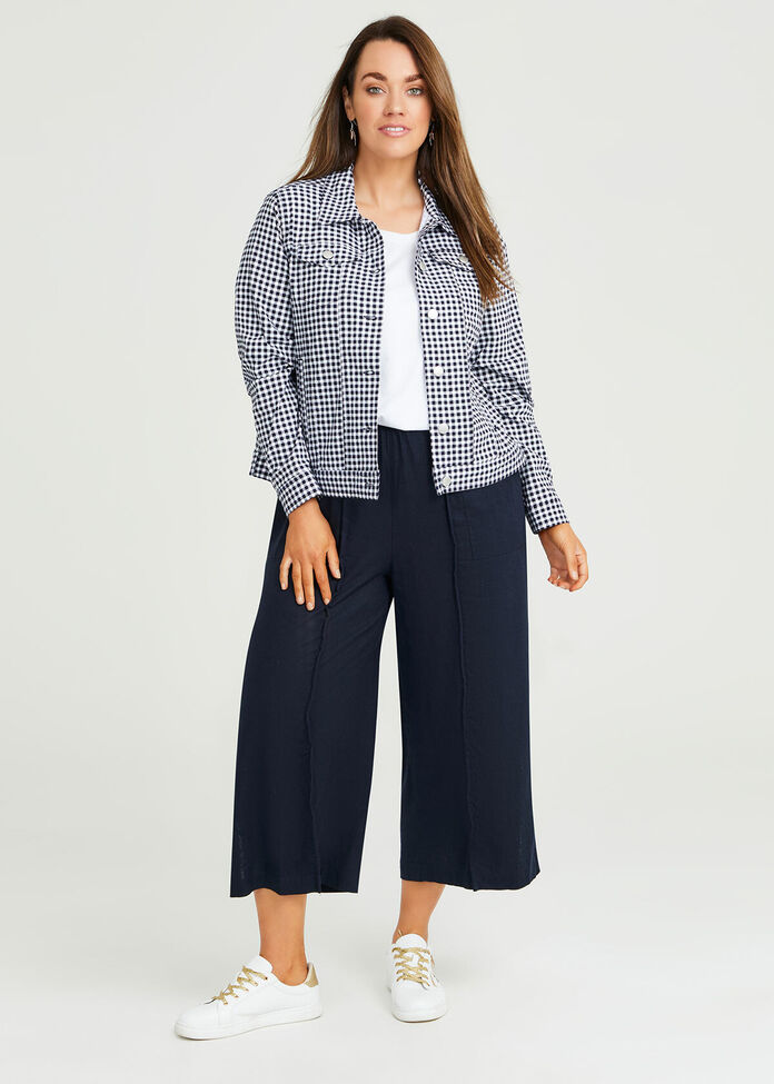 Shop Plus Size Natural Stretch Gingham Jacket, Blue | Taking Shape AU