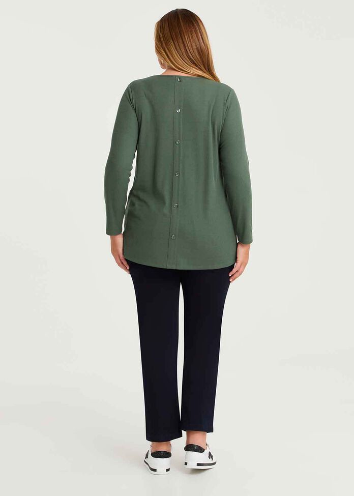 Shop Plus Size Rib Back Button Detail Top, Green | Taking Shape AU