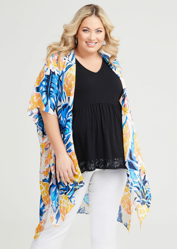 Shop Plus Size Floral Pineapple Print Cape, Multi | Taking Shape AU