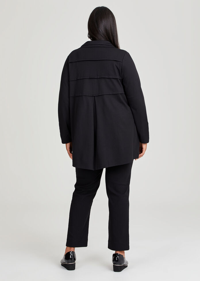 Shop Plus Size Zip Bamboo Ponte And Faux Leather Jacket Black Taking
