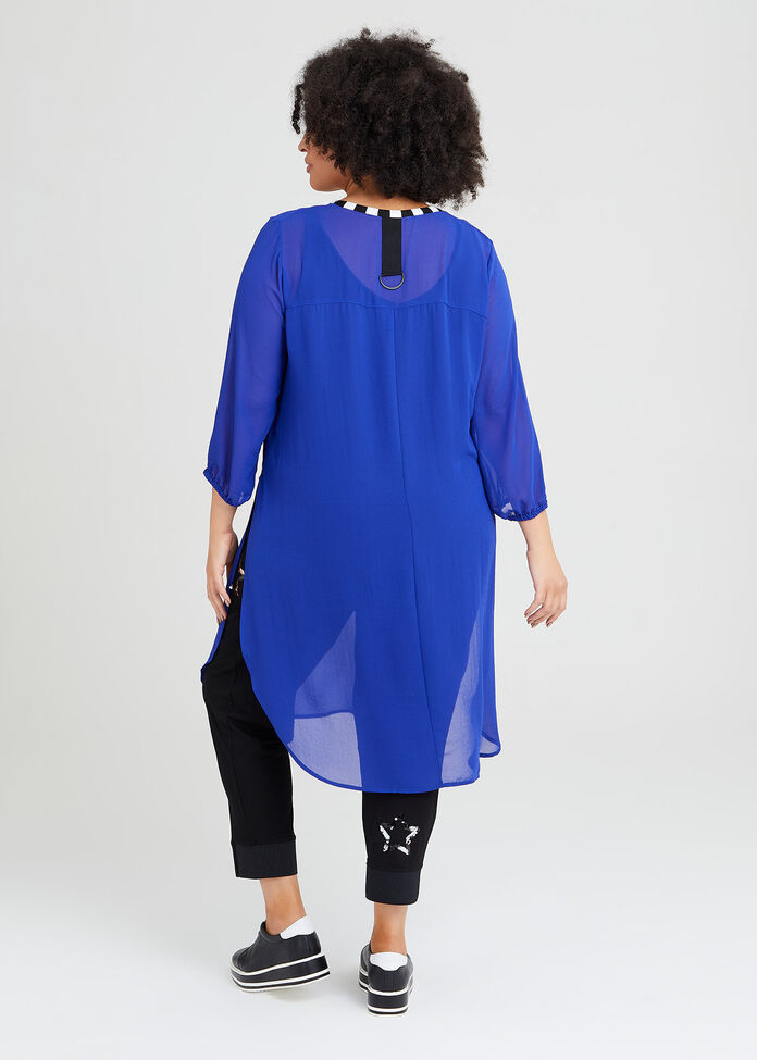 Shop Plus Size Chiffon Sandy 3/4 Sleeve Tunic, Blue | Taking Shape AU
