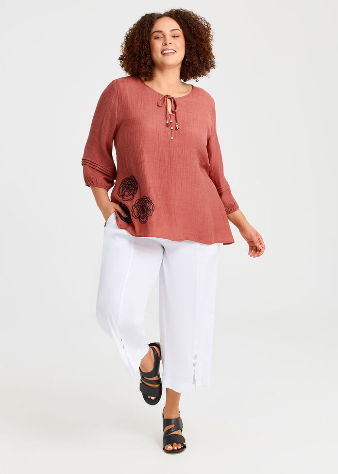 Shop Plus Size Cornelli Flower Natural Top, Brown | Taking Shape NZ