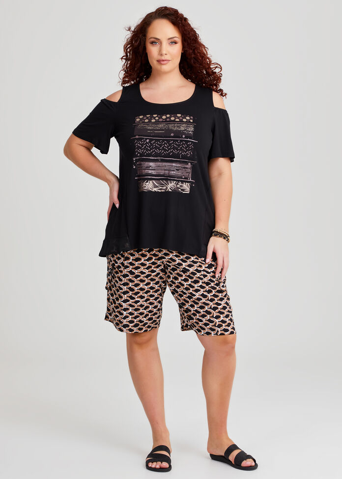 Shop Plus Size Cold Shoulder Bamboo Foil Top, Black | Taking Shape NZ