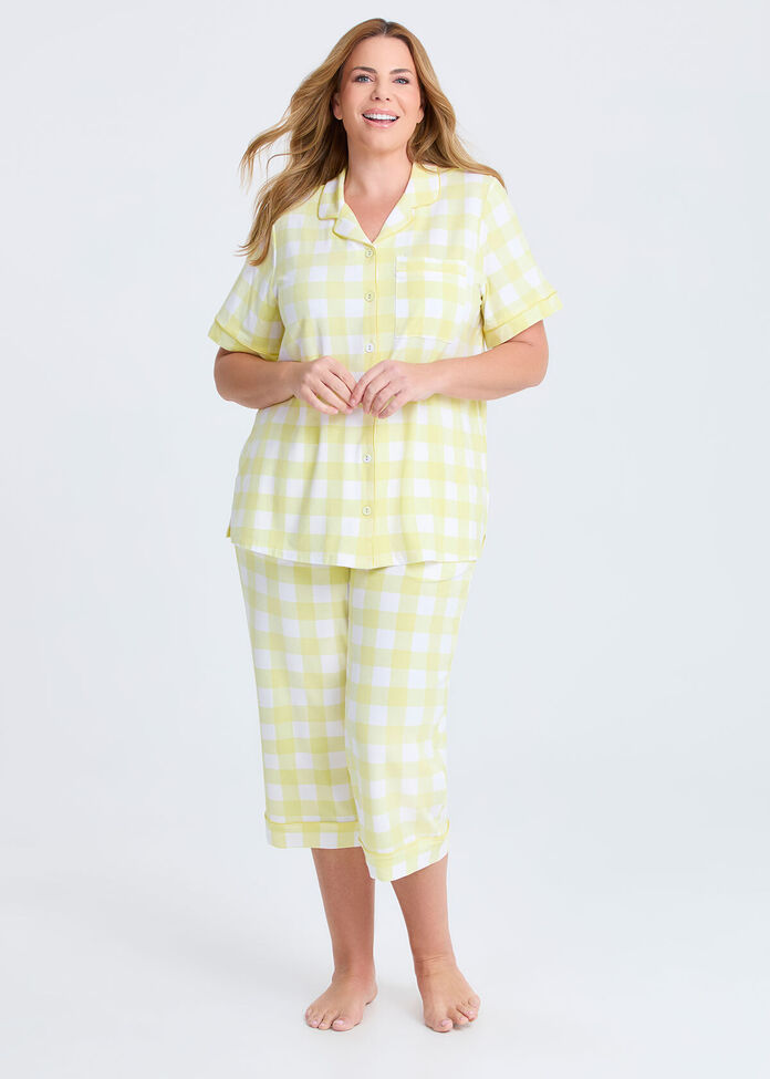 Shop Plus Size Modal Gingham Button Pyjama Top, Yellow | Taking Shape AU