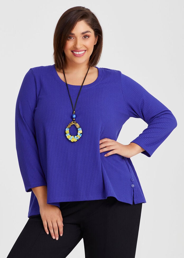 Shop Plus Size Natural Rib Harper Top, Blue | Taking Shape NZ