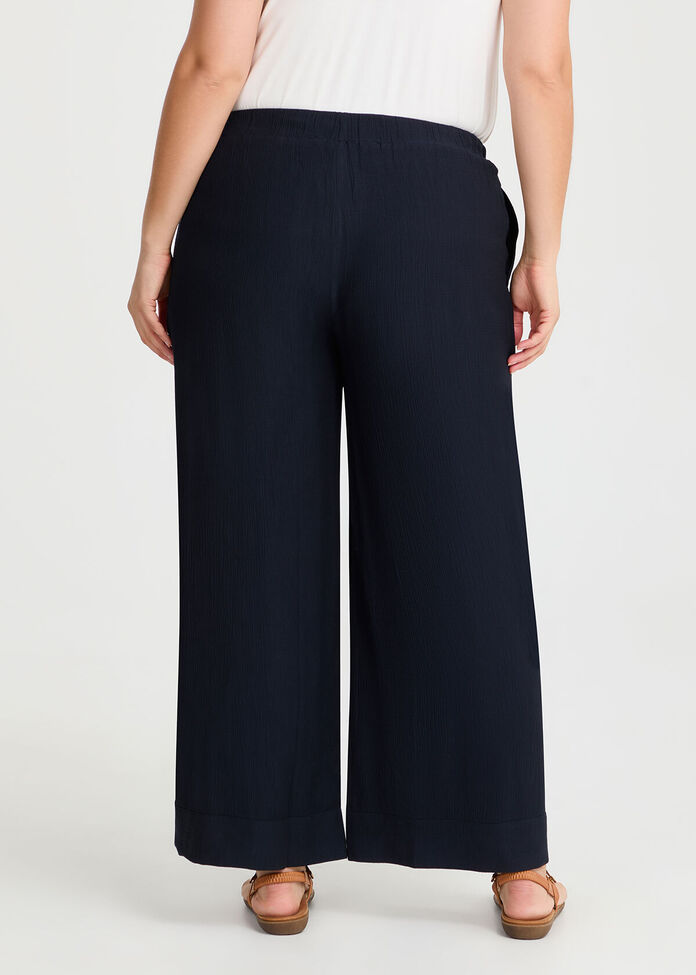 Shop Plus Size Natural Wide Leg Pant, Navy | Taking Shape UK