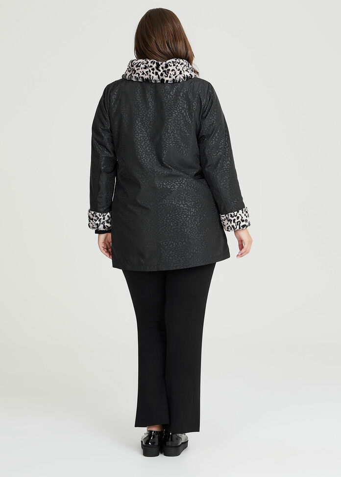 Shop Plus Size Reversible Lush Leopard Faux Fur Coat, Black | Taking ...