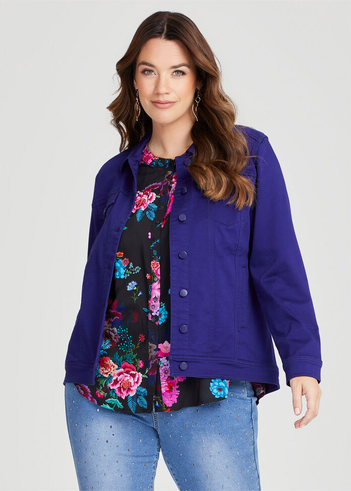 Shop Plus Size Coloured Best Fit Denim Jacket, Purple | Taking Shape AU