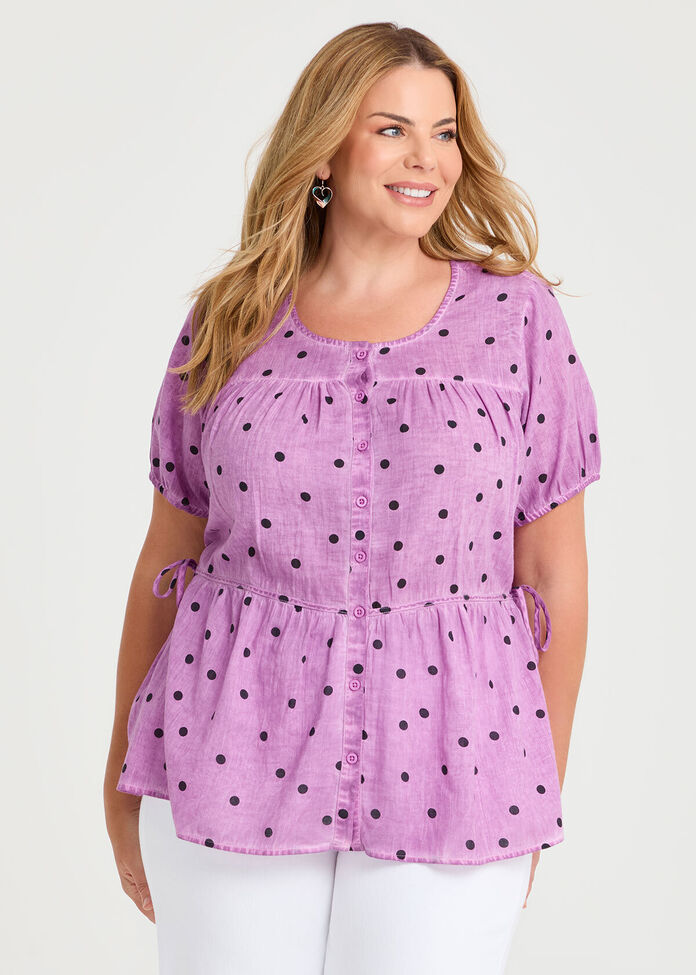 Shop Plus Size Cotton Tiered Spot Top, Purple | Taking Shape AU