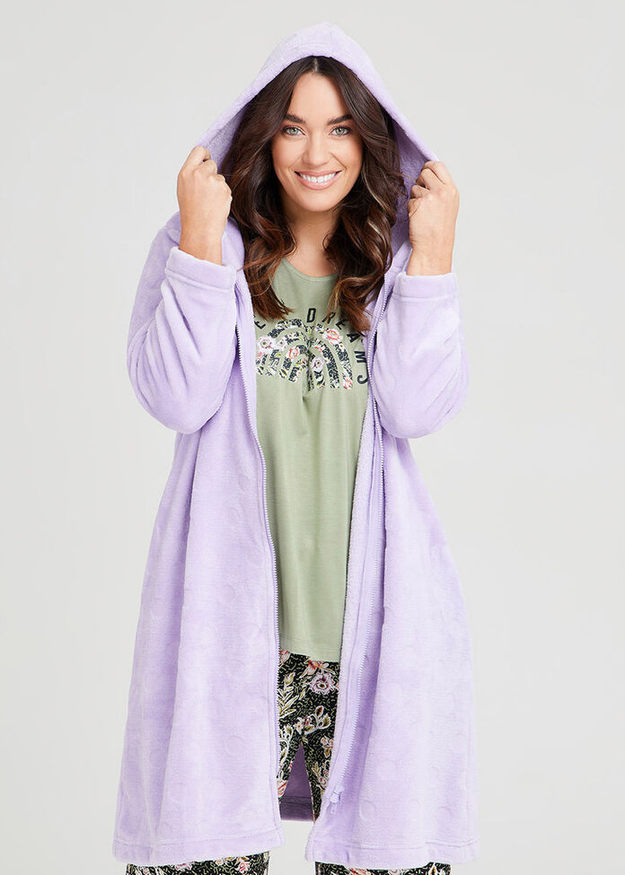 Shop Plus Size Cosy Spot Zip Dressing Gown, Purple | Taking Shape AU