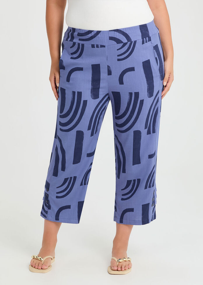 Shop Plus Size Button Hem Natural Crop Pant, Blue | Taking Shape AU