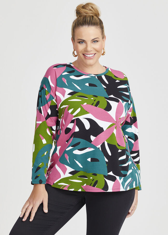 Shop Plus Size Cotton Graphic Palm Top, Multi | Taking Shape AU