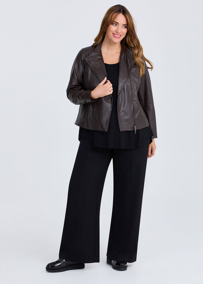 Shop Plus Size Leather Lottie Panel Jacket, Brown | Taking Shape AU