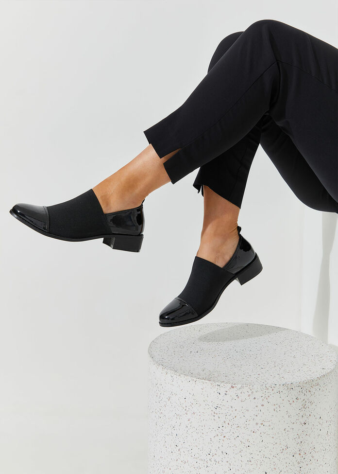Shop Black Elastic Panel Patent Shoe | Comfortable Shoes | Taking Shape AU