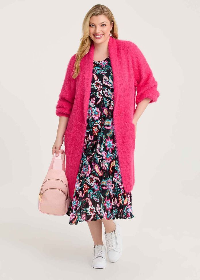 Shop Plus Size Fluffy Knit Cosy Cardigan, Pink | Taking Shape AU