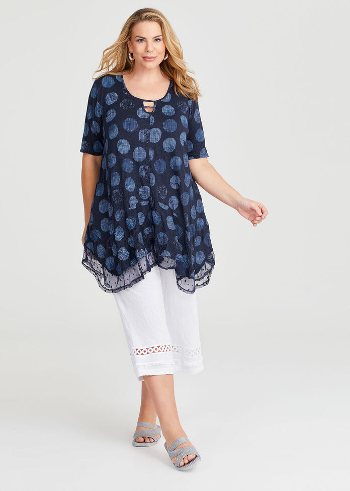 Shop Plus Size Bamboo & Mesh Trim Crush Tunic in Multi | Taking Shape NZ