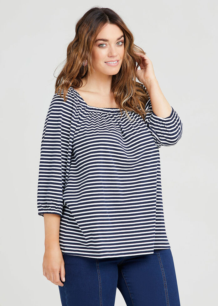 Shop Plus Size Organic Square Neck Stripe Top in Multi | Taking Shape AU