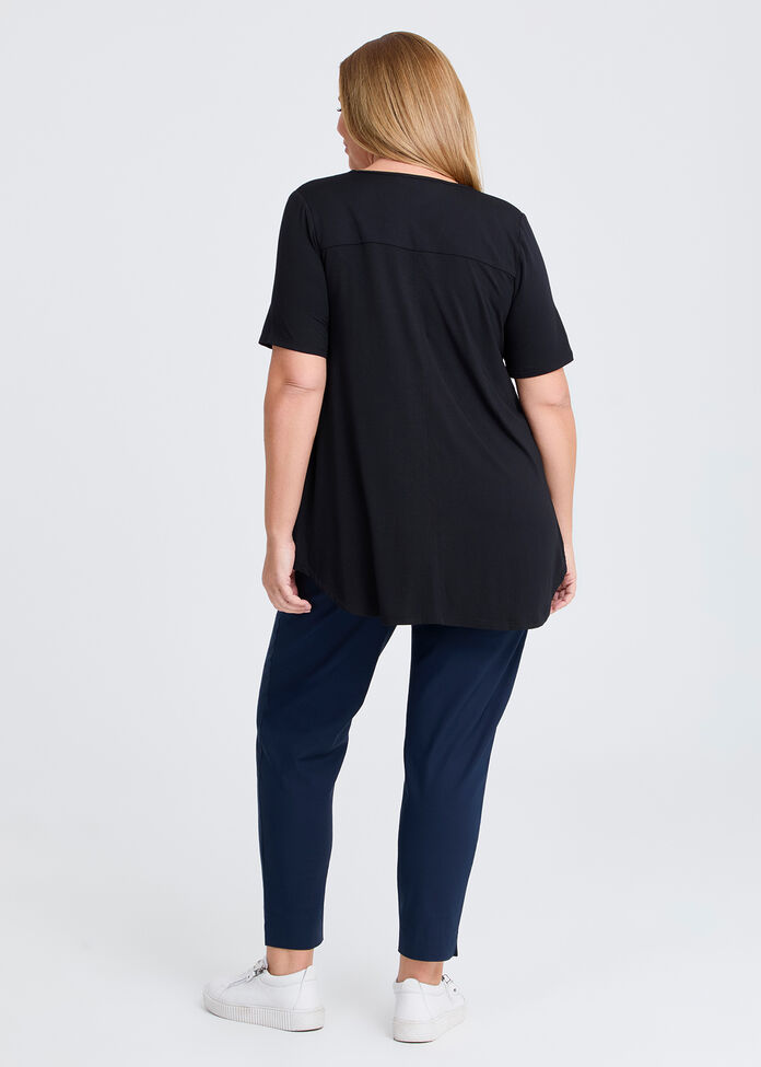 Shop Plus Size Bamboo Base V Neck Short Sleeve Top, Black | Taking Shape NZ