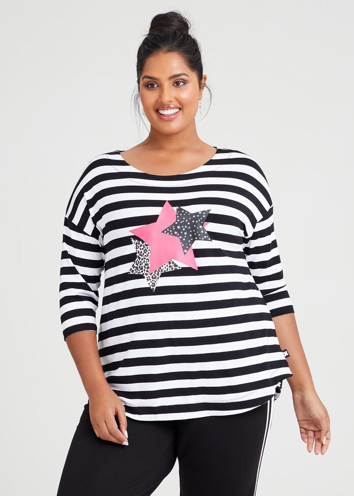 Shop Plus Size Natural Star Stripe Top in Stripes | Taking Shape AU