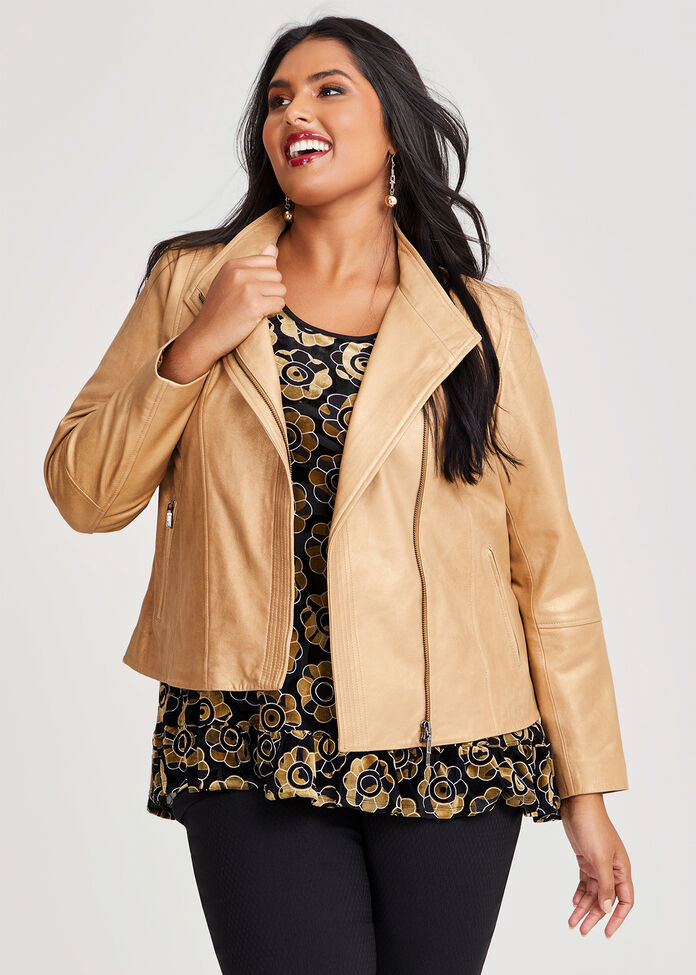 Shop Plus Size Metallic Leather Jacket, Black | Taking Shape NZ