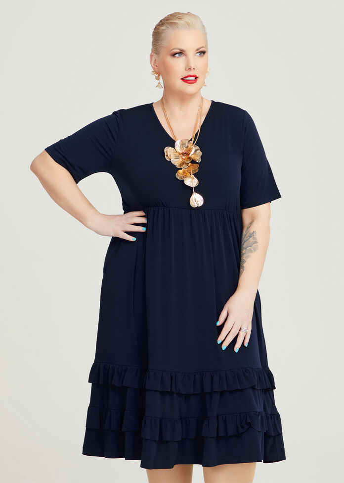 Shop Plus Size Luna Luxe Tier Dress in Blue | Taking Shape AU