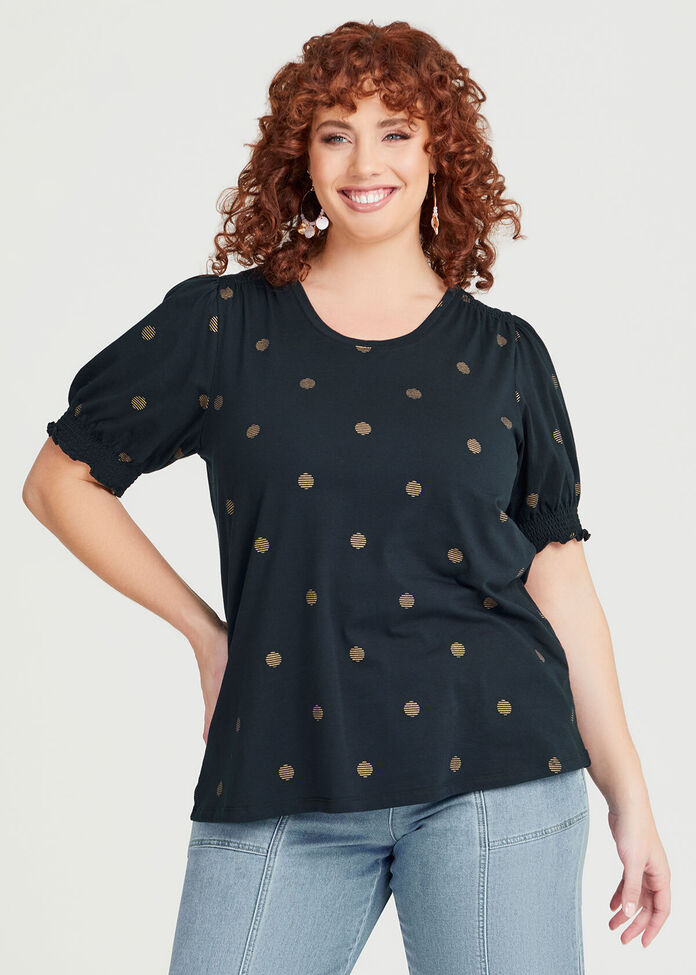Shop Plus Size Cotton Shirred Spots Top in Blue | Taking Shape AU