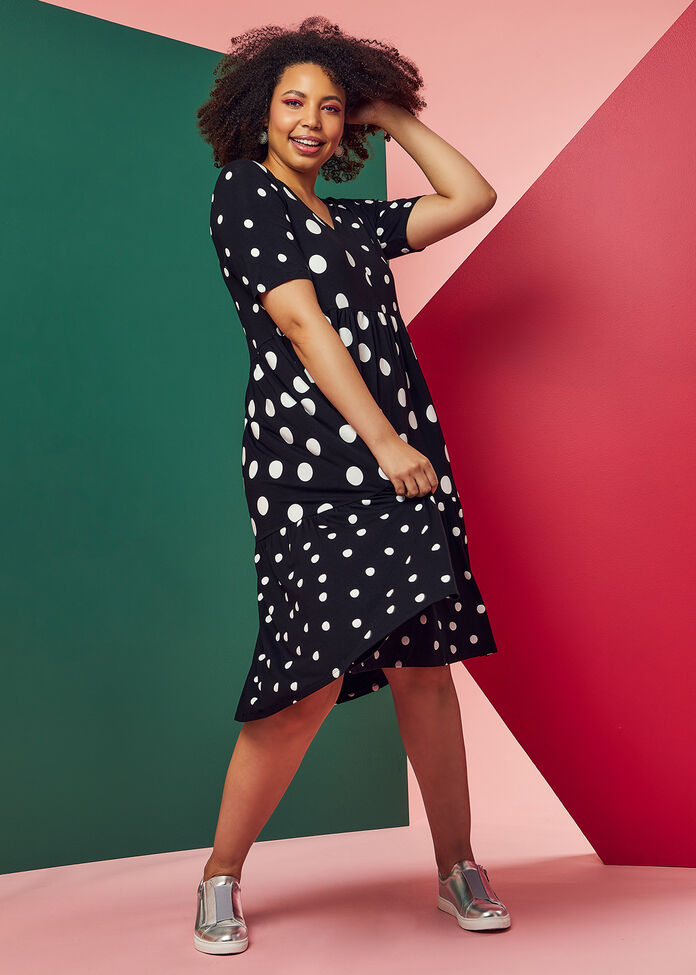 Shop Plus Size Natural Spotty Days Dress, Print | Taking Shape UK