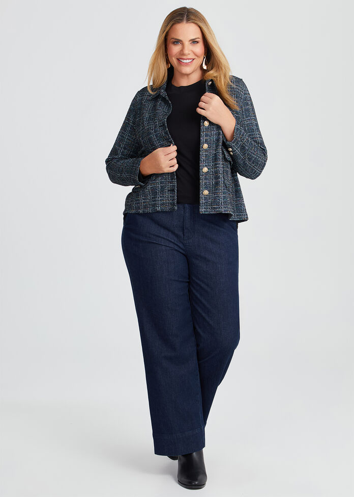 Shop Plus Size Boucle Relaxed Fit Jacket, Navy | Taking Shape NZ