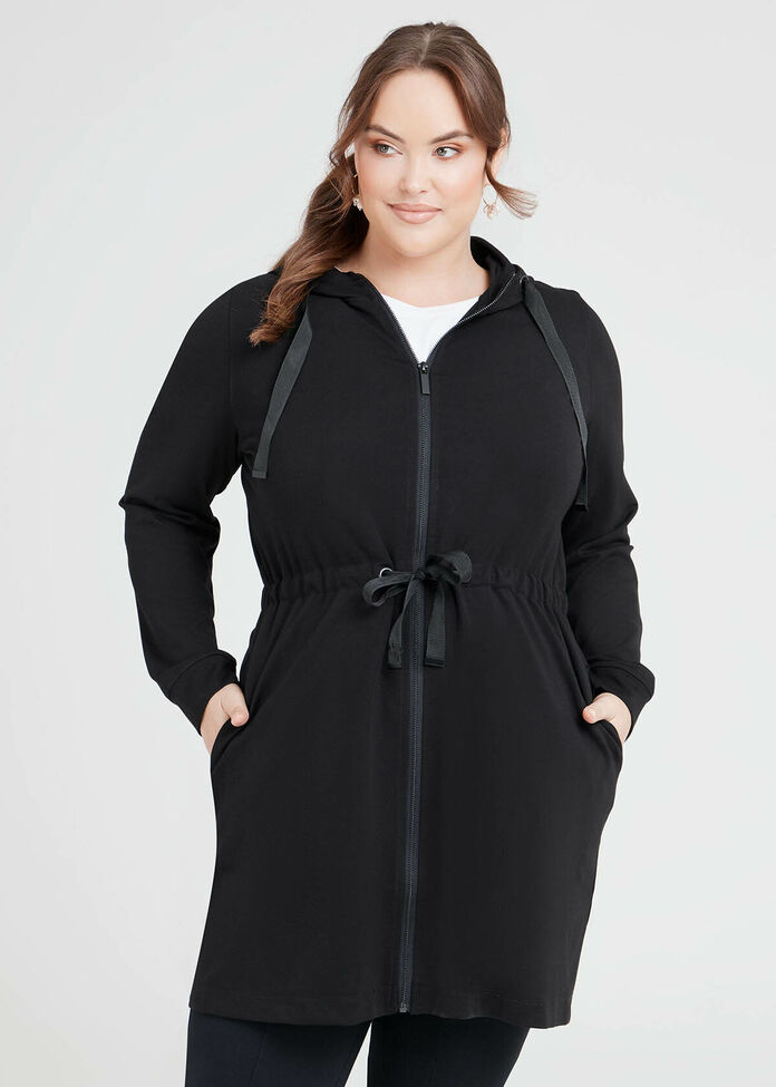 Shop Plus Size Bamboo Ponte Hooded Long Jacket, Black | Taking Shape AU