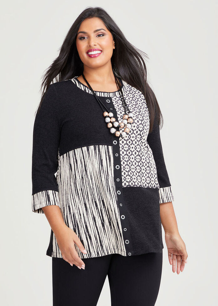 Shop Plus Size Splice Jacquard Snug Tunic, Black | Taking Shape AU