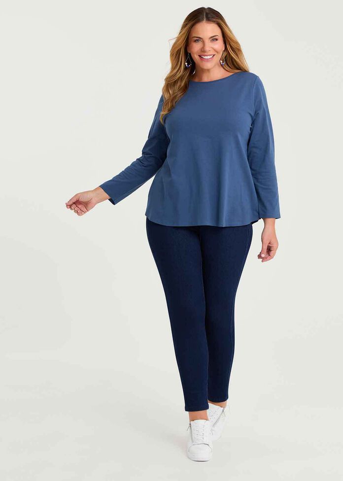 Shop Plus Size Good Earth Cotton Australian Cotton Boat Neck Top, Black ...