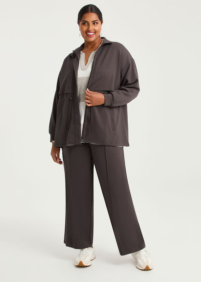 Shop Plus Size Luxe Touch Tape Wide Leg Trackpant, Brown | Taking Shape AU
