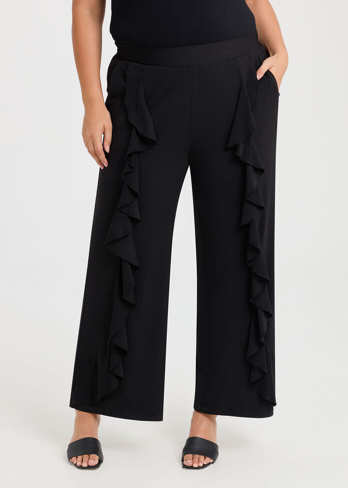 Shop Plus Size Holly Ruffle Wide Leg Pant, Black | Taking Shape AU