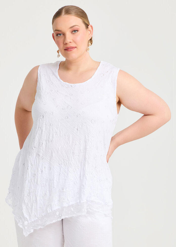 Shop Plus Size Mesh Trim Bamboo Crush Tank, White | Taking Shape NZ
